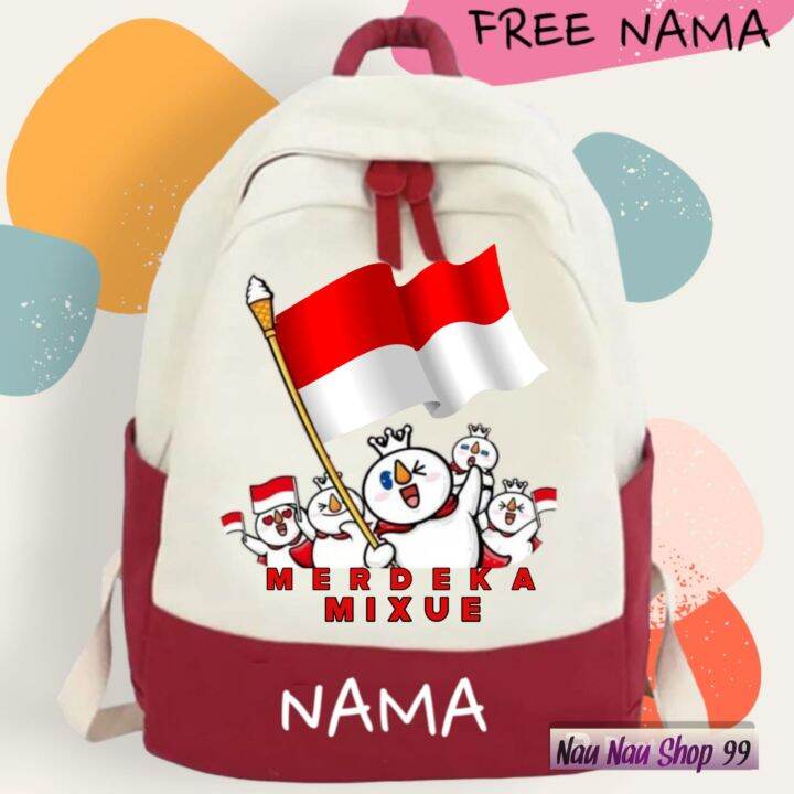 (FREE NAMA) TAS RANSEL ANAK MIXUE BENDERA MERAH PUTIH | Lazada Indonesia