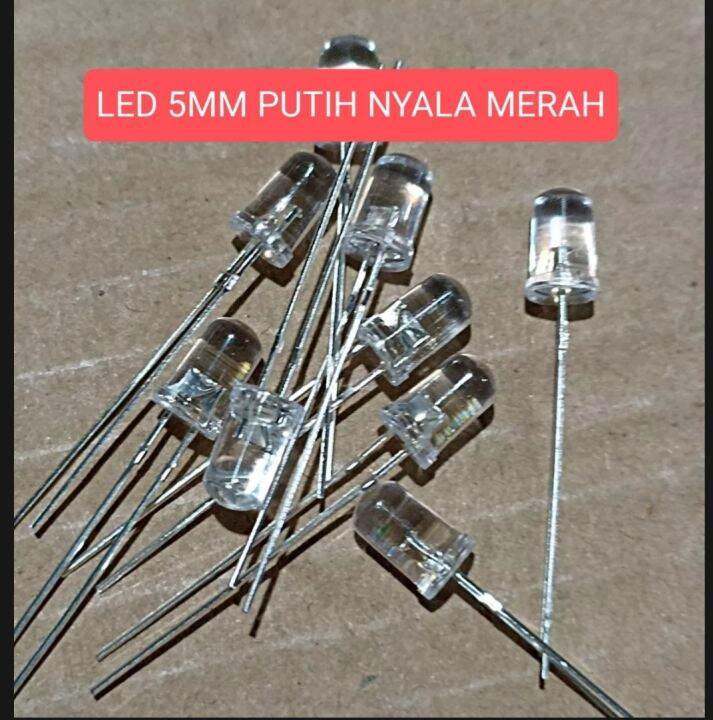 10buah LED 5MM PUTIH NYALA MERAH | Lazada Indonesia