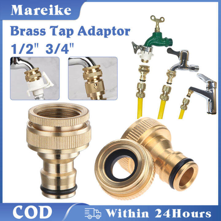 1/2" 3/4" Universal Brass Garden Faucet Hose Quick Connector 2 In 1 ...