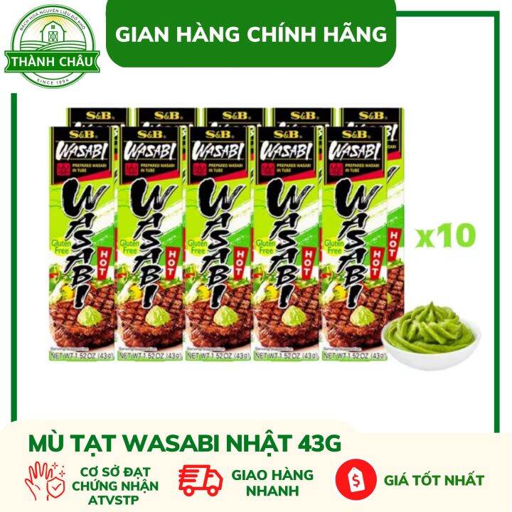 (Nhập khẩu) 10 tuýp Mù Tạt / Bồ Tạt xanh Wasabi S&B 43g Chính Hãng Của Nhật - Cay Thơm Nồng chấm ...