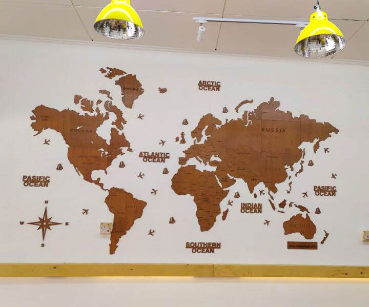 PETA DUNIA KAYU (Wooden World Map) ukuran M dan L / Dekorasi Hiasan ...