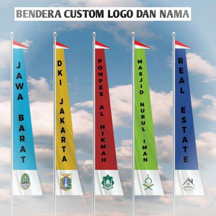 bendera umbul umbul custom 3 meter sesuai nama dan logo konsumen ...