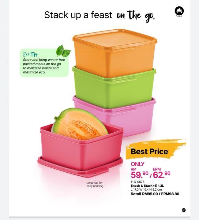 Tupperware Snack N Stack 1.2L (4pcs) | Lazada