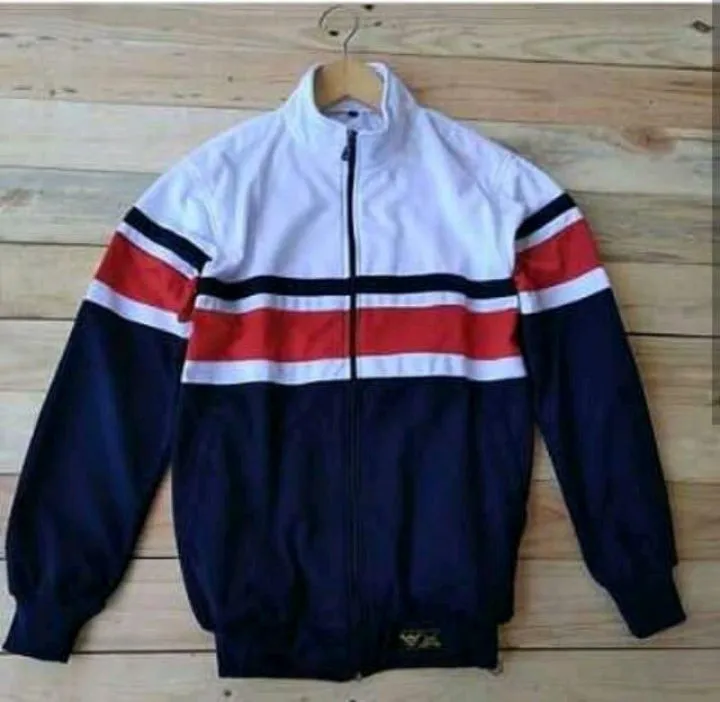 Jaket Tracktop Cacsual putih Navy | Lazada Indonesia