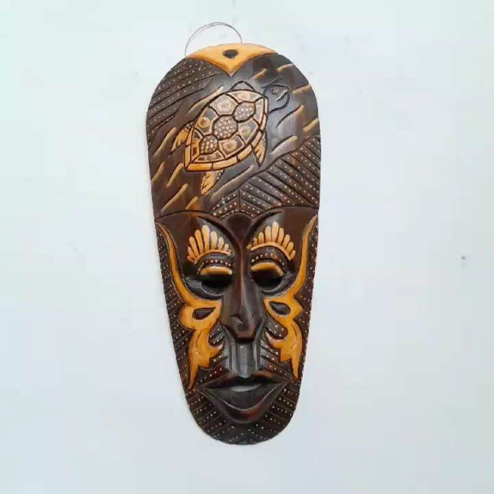 Kerajinan Hiasan dinding topeng asmat 30cm dekorasi lukis antik ...
