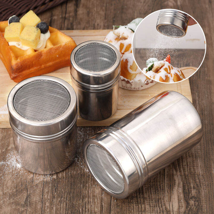 Stainless Steel Flour Condiment Container Coffee Powder Sifter Icing ...