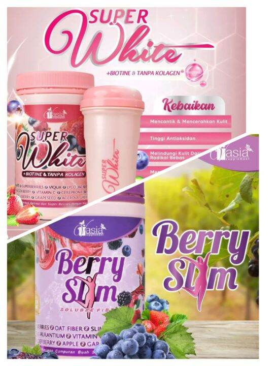 VASIA Berry Slim / Super White + Biotine & Tanpa Kolagen 400gm | Lazada