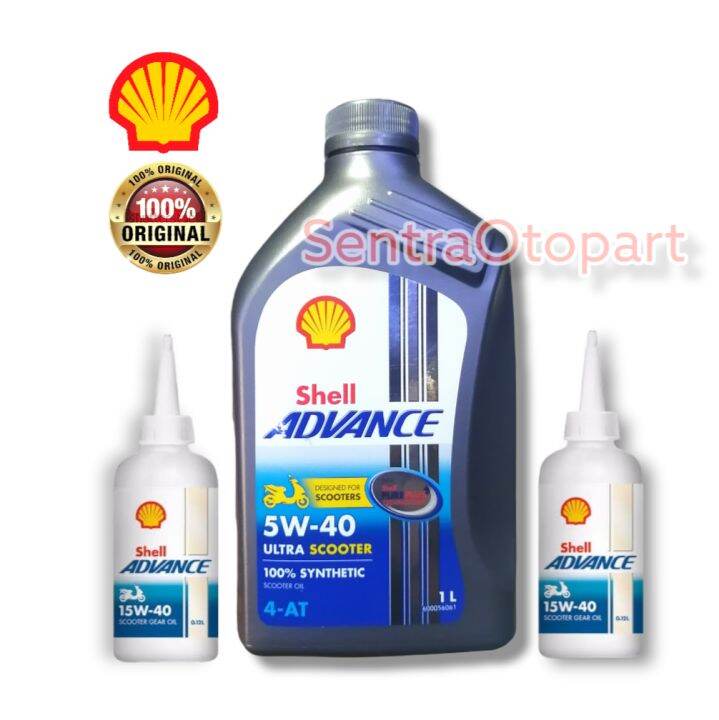 Paket Oli Matic Shell Advance Ultra Scooter 5W 40 1L Synthetic Dan 2 ...