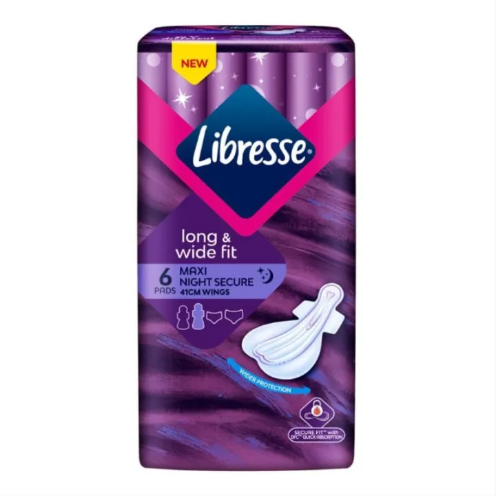 Libresse Maxi Night Secure Wings Longer Wider 41cm (6s) Disposable ...