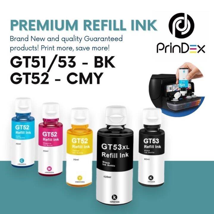 GT51 GT52 Refill Ink Dye Ink Compatible for HP Deskjet GT5810 GT5820 ...