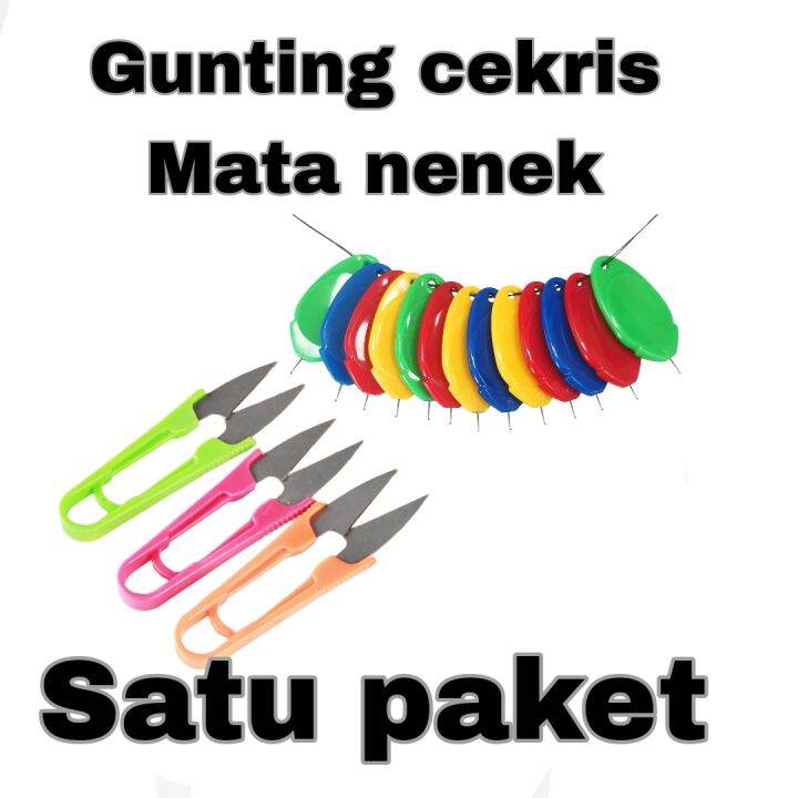 peralatan menjahit gunting cekris mata nenek nedles alat masuk benang ...