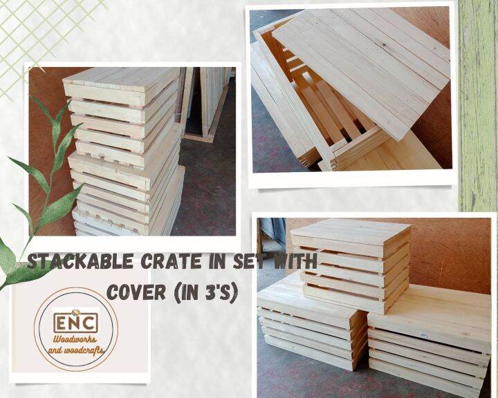 STACKABLE CRATE WITH COVER IN SET (OF 3'S) | Lazada PH