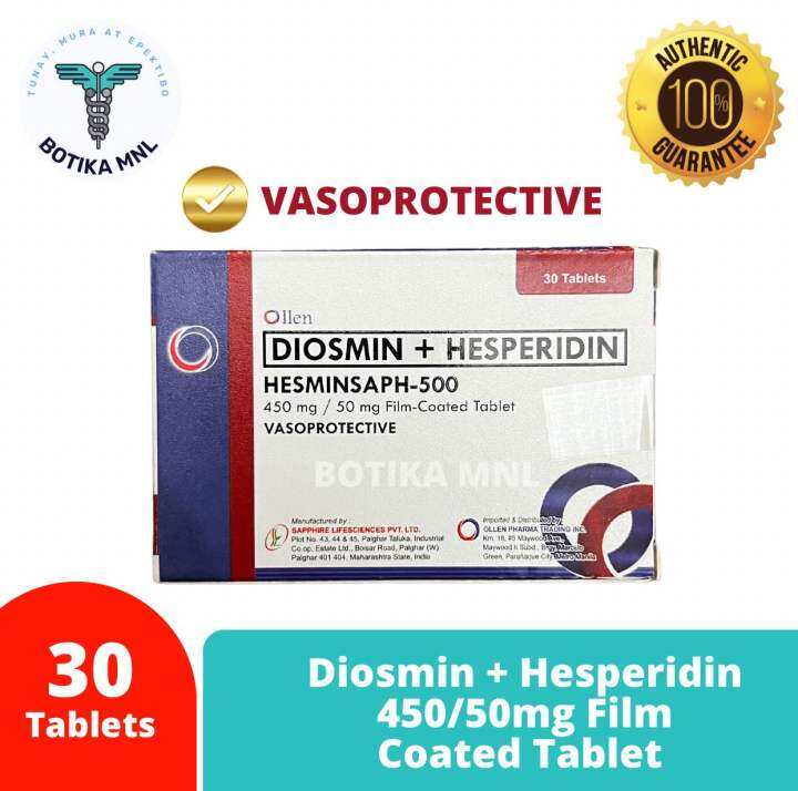 Diosmin + Hesperidin 450mg/50mg Film Coated Tablet (Vasoprotective ...