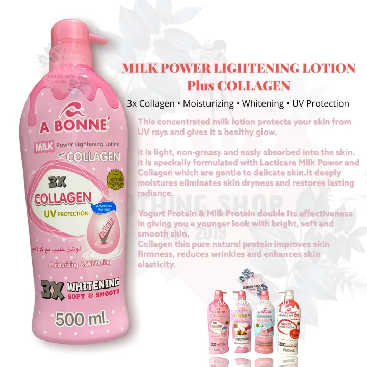 A Bonne MILK Power Lightening 3X Whitening Lotion plus COLLAGEN 500ML ...
