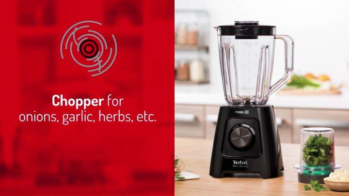 Tefal Blendforce Blender w/Grinder, Chopper & Spatula BL4291 - 600W, 2 speeds + pulse, 2L ...