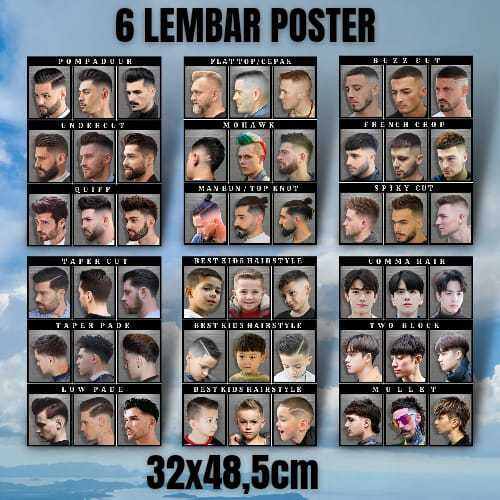POSTER MODEL RAMBUT POSTER PANGKAS RAMBUT POSTER BARBERSHOP POSTER ...