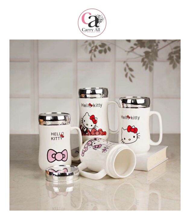 Hello Kitty Drinking Cup Ceramic Mug with Lid Ceramic Cup with Lid | Lazada