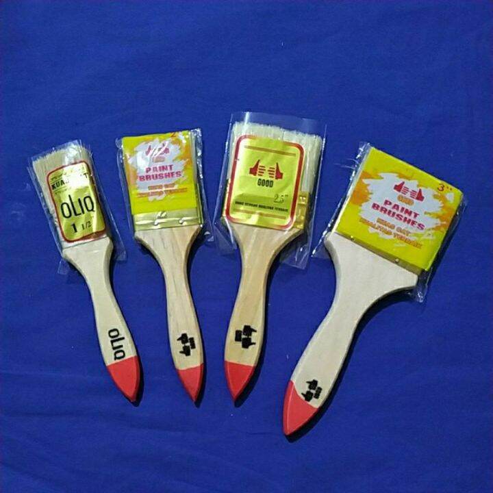 Kuas cat gagang kayu tebal ukuran 1 inchi, 11/2 inchi, 2 inchi, 21/2 ...