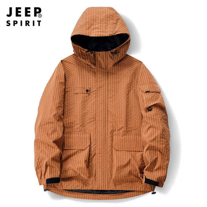 JEEP SPIRIT แจ็กเก็ตผู้ชาย,เสื้อโค้ทลายทางชุดว่ายปีนเขากลางแจ้งกันลมและ ...