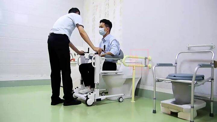 Manual Lifting Transfer Chair & Wheelchair with Commode and Handle to ...