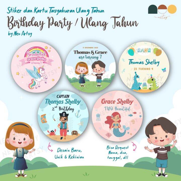 Stiker Kartu Ulang Tahun Anak / Tasyakuran Kelahiran / Stiker Ultah ...