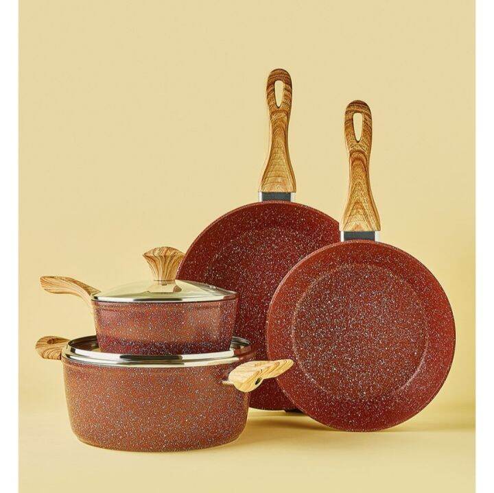 Granite Coated Cookware Set Red | Lazada PH