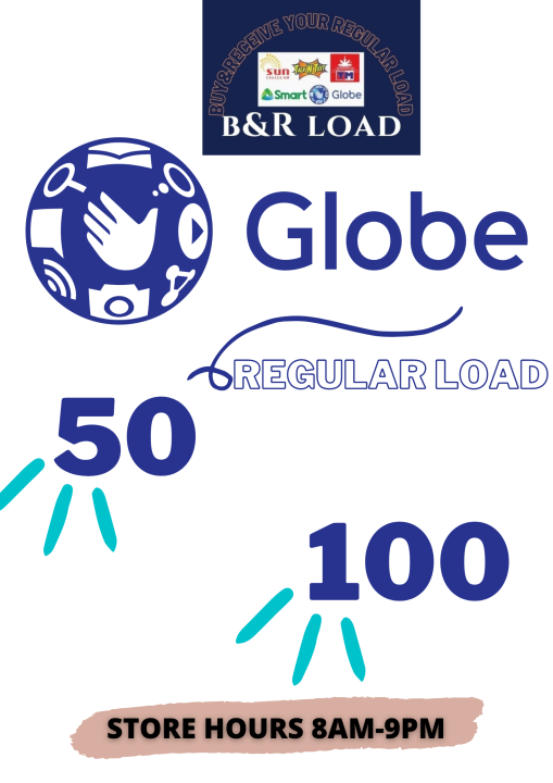 Regular Load 50 | for Php 55 (GLOBE) |ALL NETWORK| B&R Load | Lazada PH
