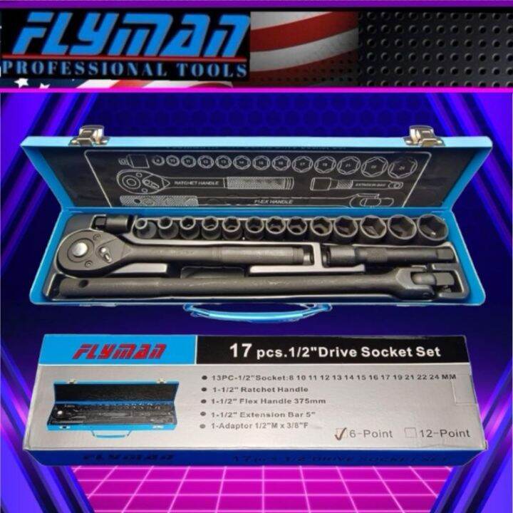 17pcs socket set 1/2 drive original flyman good quality | Lazada PH