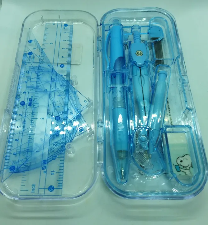 Snoopy Drawing set Pencil compass ruler protractor mechanical pencil ...