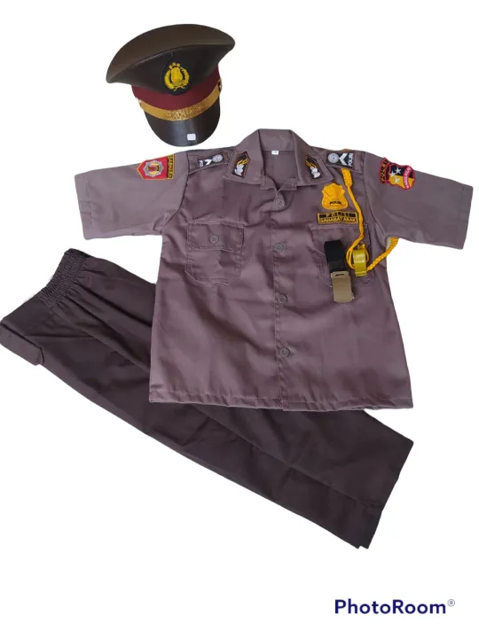 BAJU POLISI ANAK/KOSTUM/TANGAN PANJANG/PENDEK/SERAGAM CILIK 1 SET MURAH ...