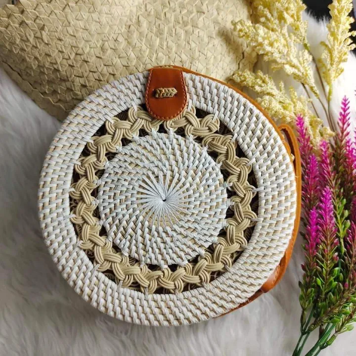 Authentic Rattan Bag in Bali Indonesia (Single Braid White) | Lazada PH