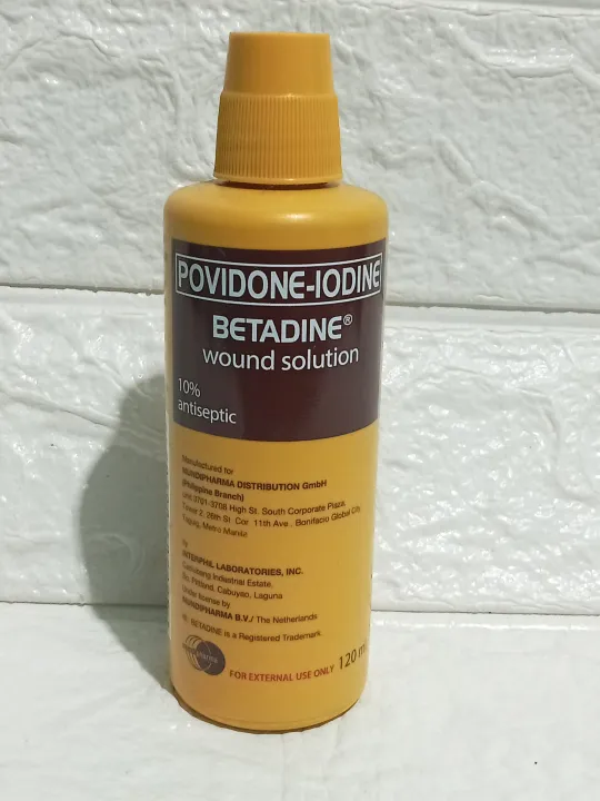 Betadine POVIDONE-IODINE WOUND SOLUTION 10% antiseptic (120ml) Kills germs and stops infection ...
