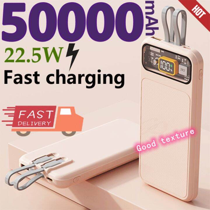 Original power bank 500000mah portable super slim powerbank transparent ...