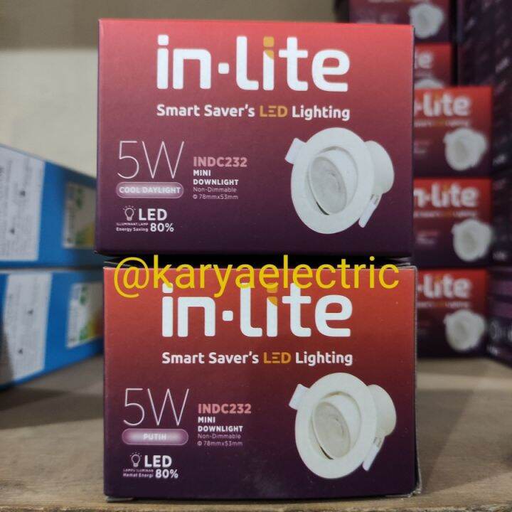 LAMPU SPOTLIGHT LED IN-LITE IN LITE 5WATT 5W INDC232 PUTIH | Lazada ...