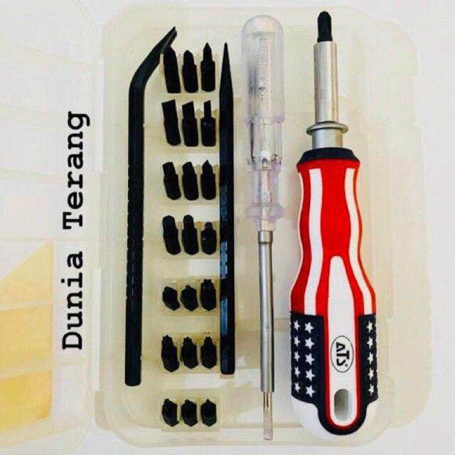 Obeng Set 25pcs ATS Screwdriver Set USA Handle + Testpen | Lazada Indonesia