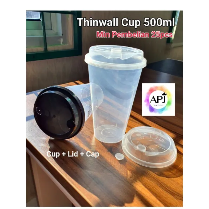 (ISI DAN HARGA PER 25PCS)PP CUP INJECTION 500ML/Gelas Plastik Boba ...