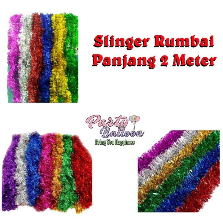 Slinger Rumbai warna warni | Tinsel murah | Hiasan Parcel 2 meter ...