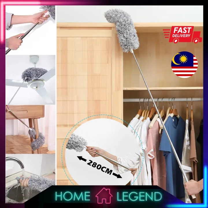 (Ready Stock) 280cm Extendable Long Mop Long Microfiber Duster L Shape ...