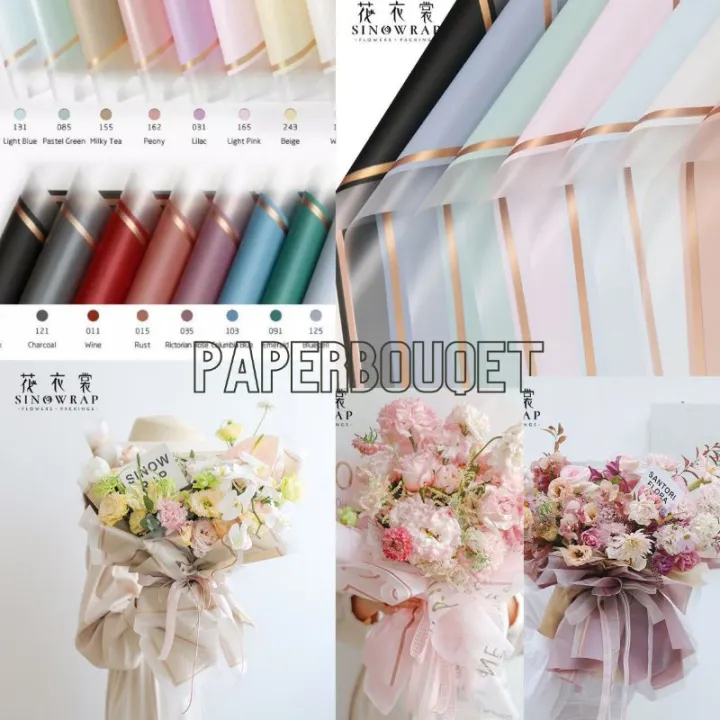 ( 1 Lembaran) Kertas Buket Cello New frame gold/ Cellophane New Frame ...