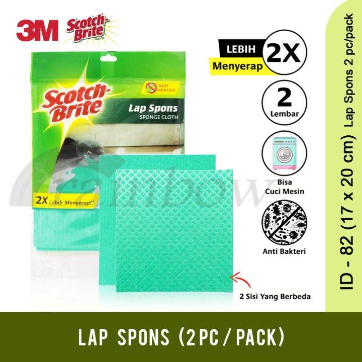 3M Scotch Brite Lap Spons Lap Sponge Lap dapur meja ID-82 ID82 | Lazada ...