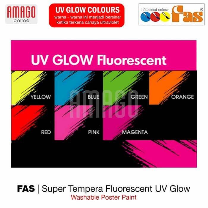 FAS - SUPER TEMPERA FLUORESCENT UV GLOW PAINT - 500 ml - HARGA SATUAN - PILIH WARNA | Lazada ...