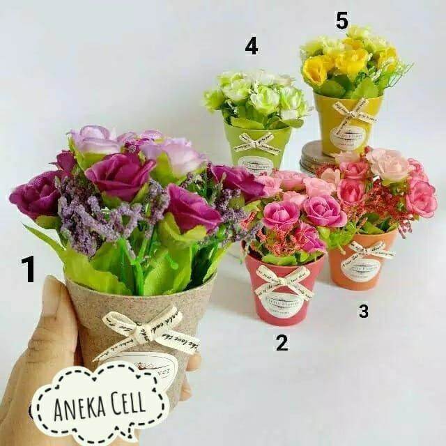 Mini Artificial Flower / Pot Bunga Mini / Pajangan Bunga Mini / Tanaman ...