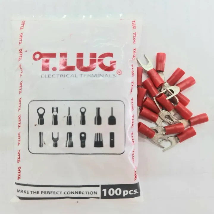 หางปลาแฉกหุ้มแดง YF1.5 T-LUG (100ตัวต่อแพ็ค) | Lazada.co.th