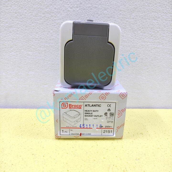 STOP KONTAK OUTDOOR BROCO ATLANTIC 1 LUBANG OUTBOW 2151 IP44 WATERPROOF ...