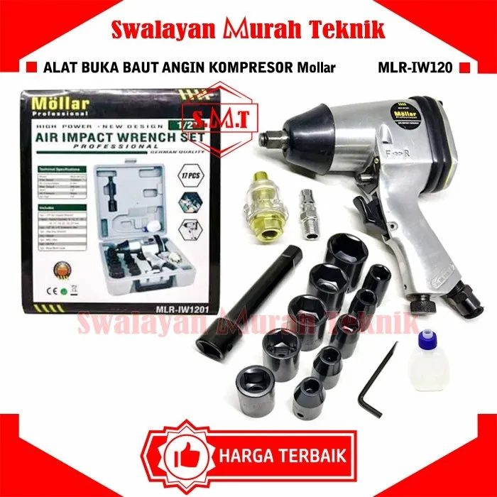 Air Impact Wrench Set MOLLAR IW1201 Alat Buka Baut Angin Kompresor | Lazada Indonesia