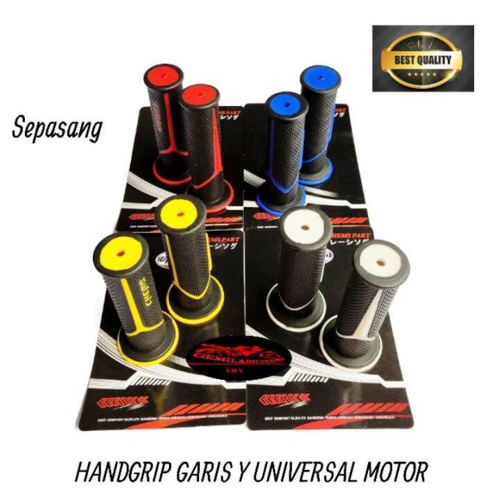 (Chems Racing) hand grip motor variasi karet model garis Y sepasang ...