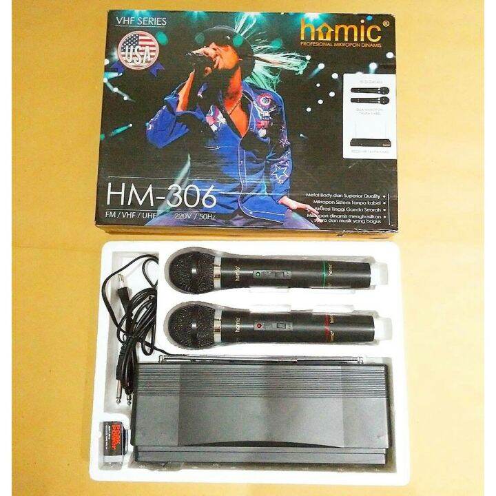 Mic / Microphone HOMIC Double Wireless HM-306 HM306 VHF Series | Lazada ...