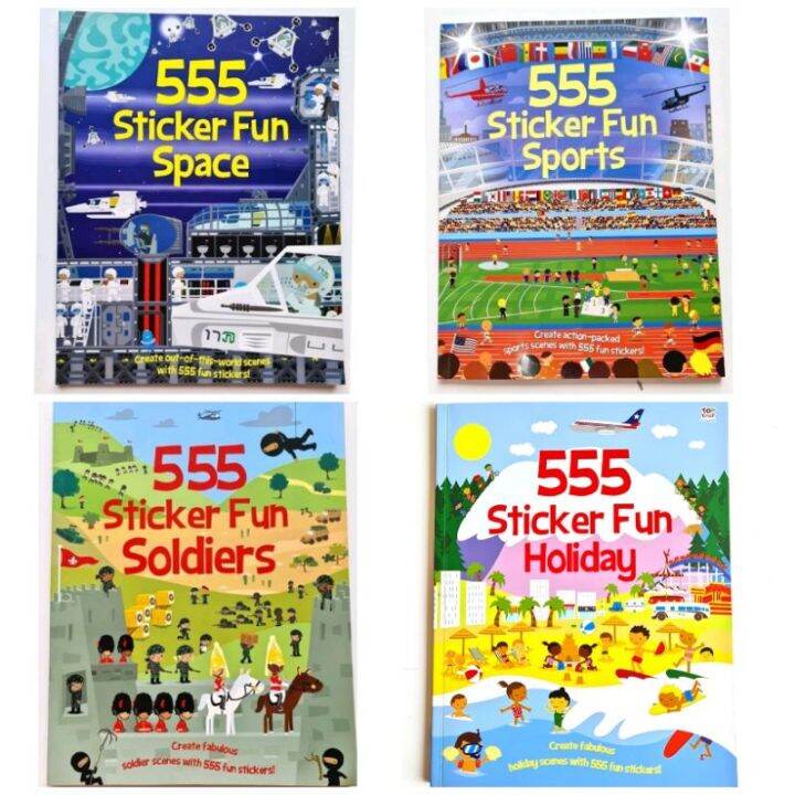 100% original Buku import anak 555 Sticker Fun series : Soldiers, space ...