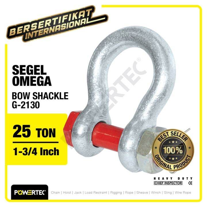 Bow Shackle Omega G2130 25 Ton - 1-3/4 Segel Bolt Type POWERTEC ...