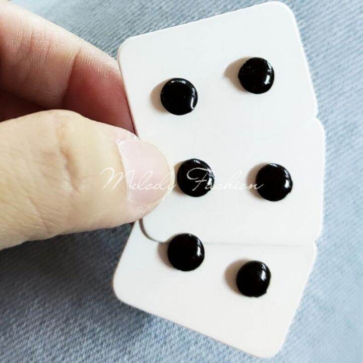 ANTING HITAM TINY GLOSSY STUD MFS ANTIKARAT BESI PUTIH TINDIK PUTIH ...